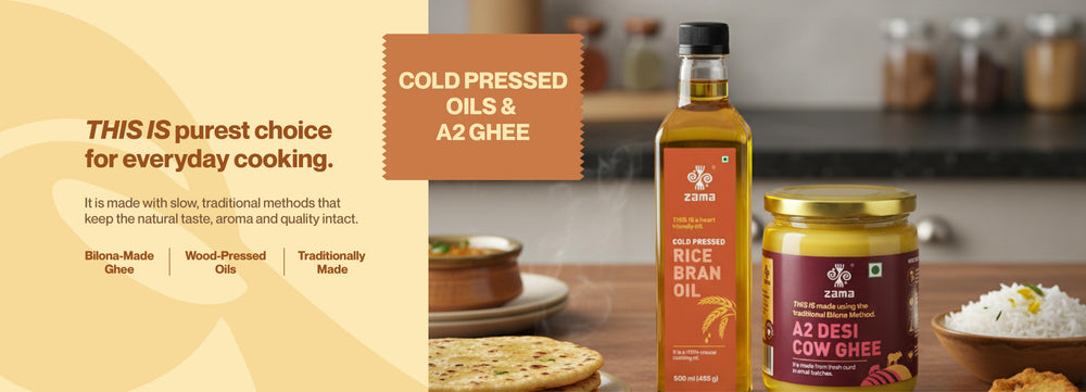 Buy Cold Pressed Oils & Pure Organic Ghee Online | Zama Organics